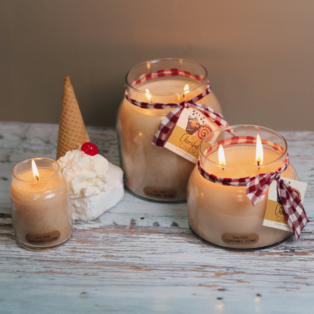 Salted Caramel Cone Scented Candle - 34 oz, Double Wick, Papa Jar ...